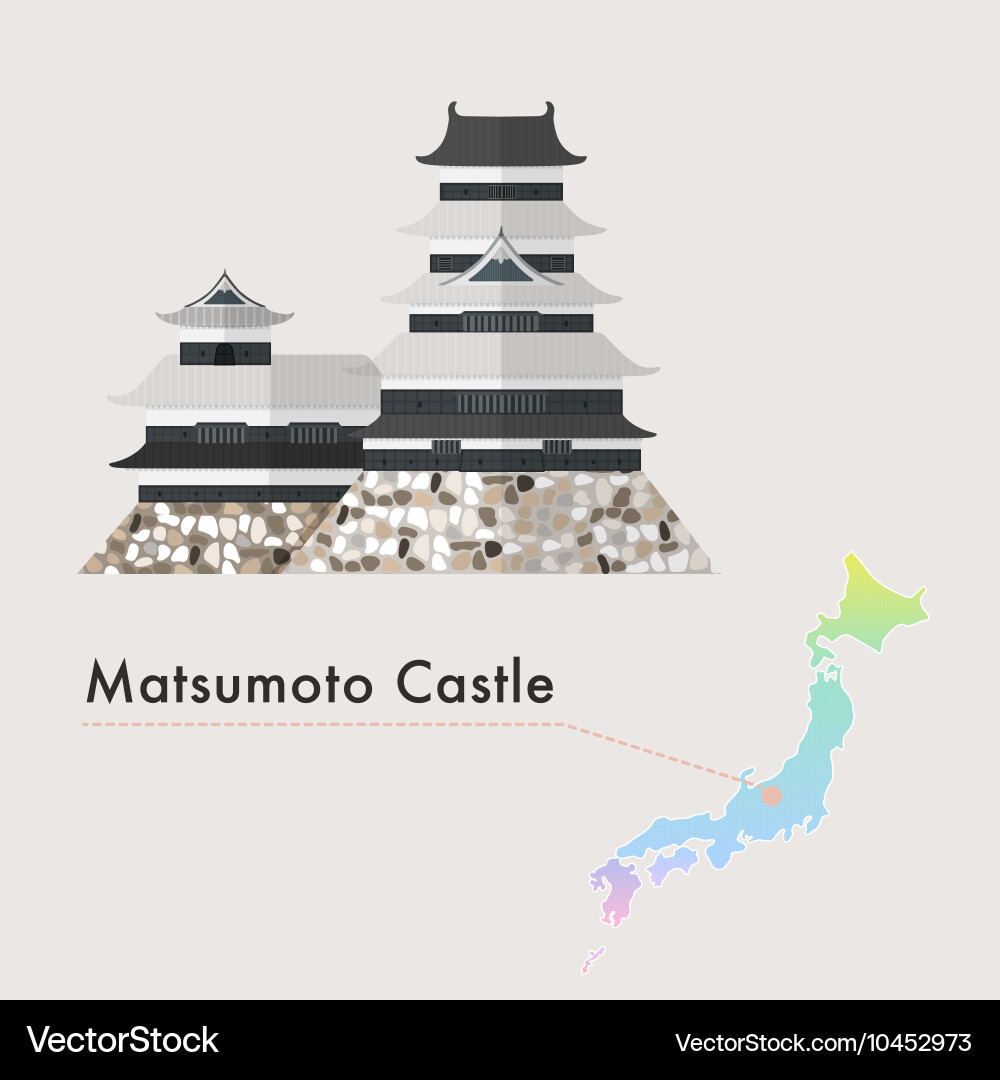 Japan castle matsumoto Royalty Free Vector Image