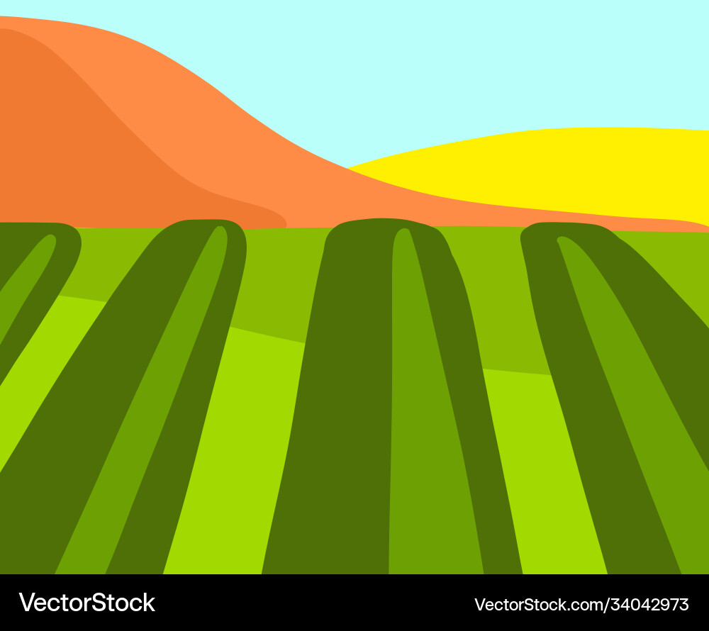Landscape the field is striped with mountains Vector Image