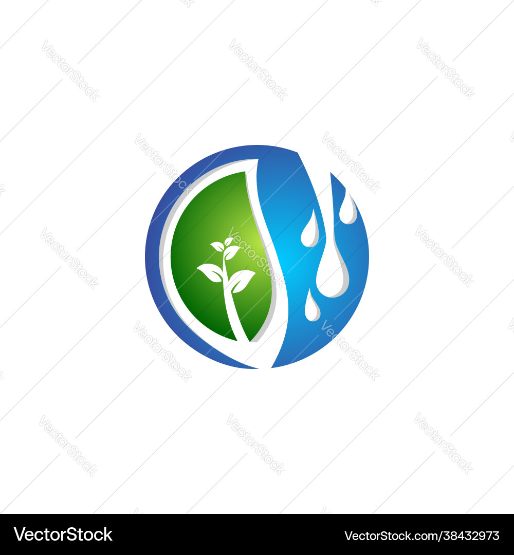 Leaf water drop springs ecology logo symbol icon Vector Image