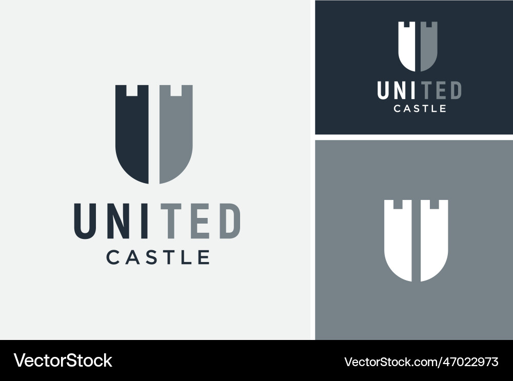 Letter u unity shield fortress castle rook logo Vector Image