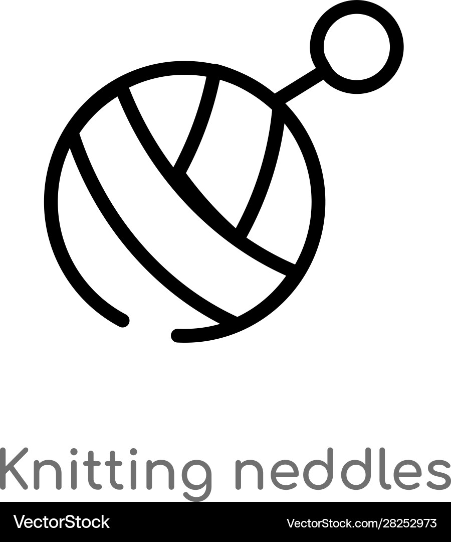 Outline knitting neddles icon isolated black Vector Image