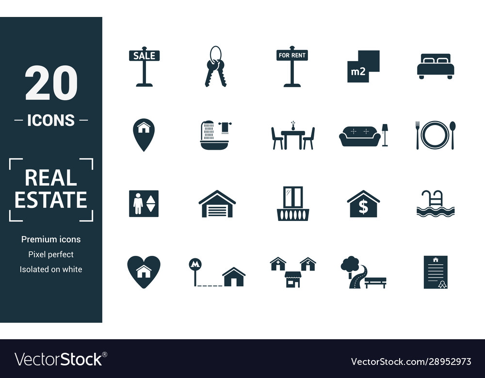 Real estate icon set include creative elements Vector Image
