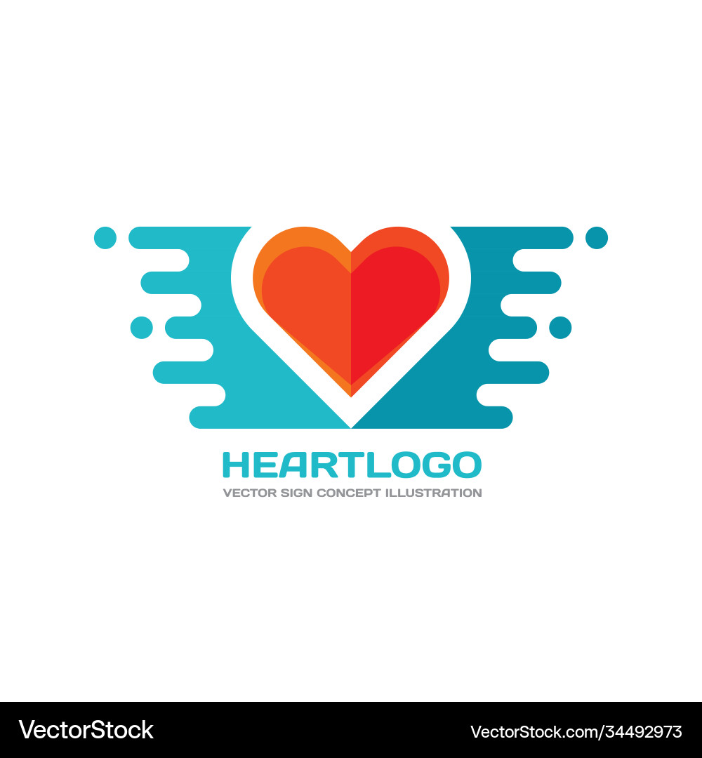 Red heart - logo in flat style valentines Vector Image