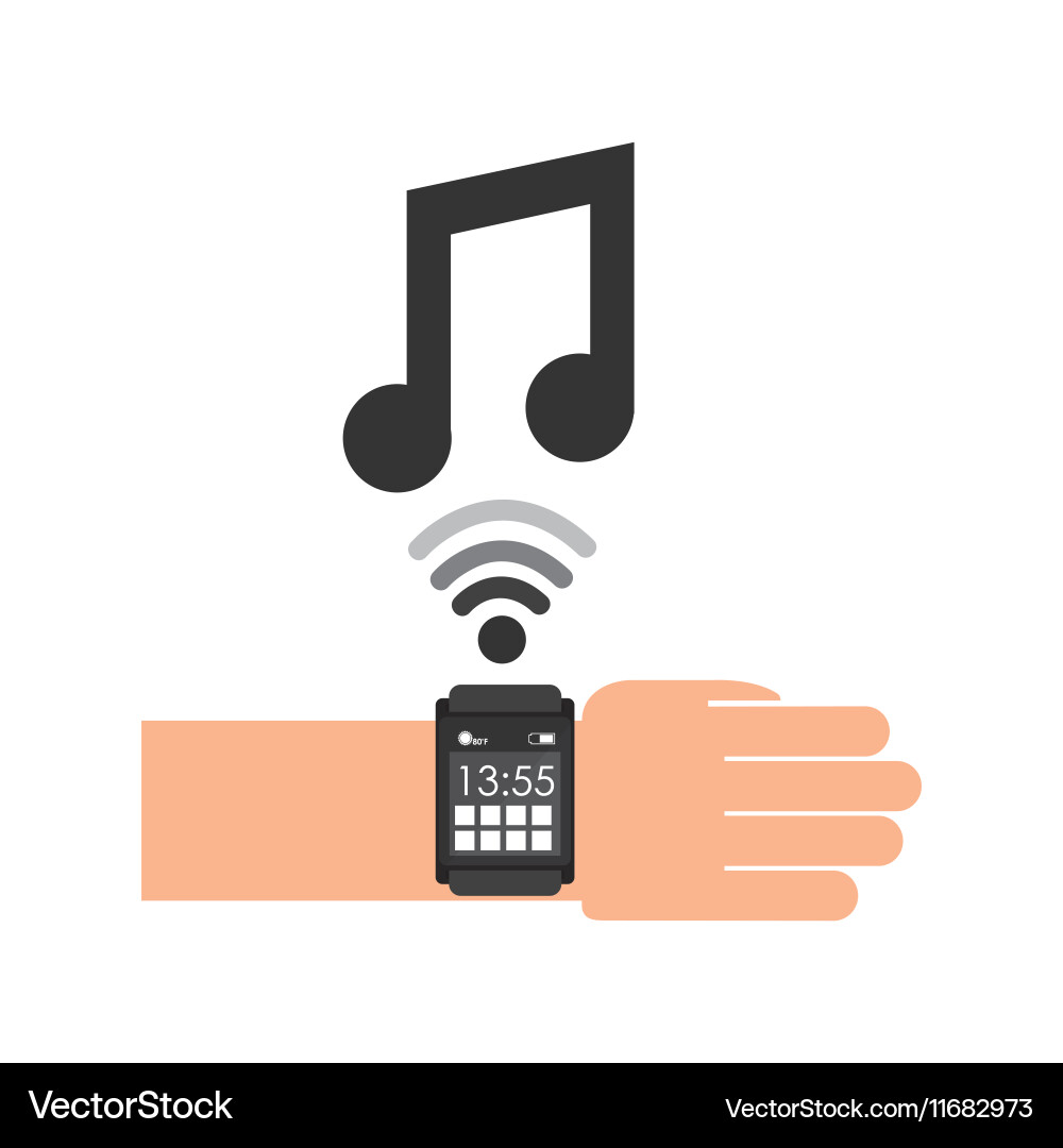 Smartwatch app music media graphic Royalty Free Vector Image