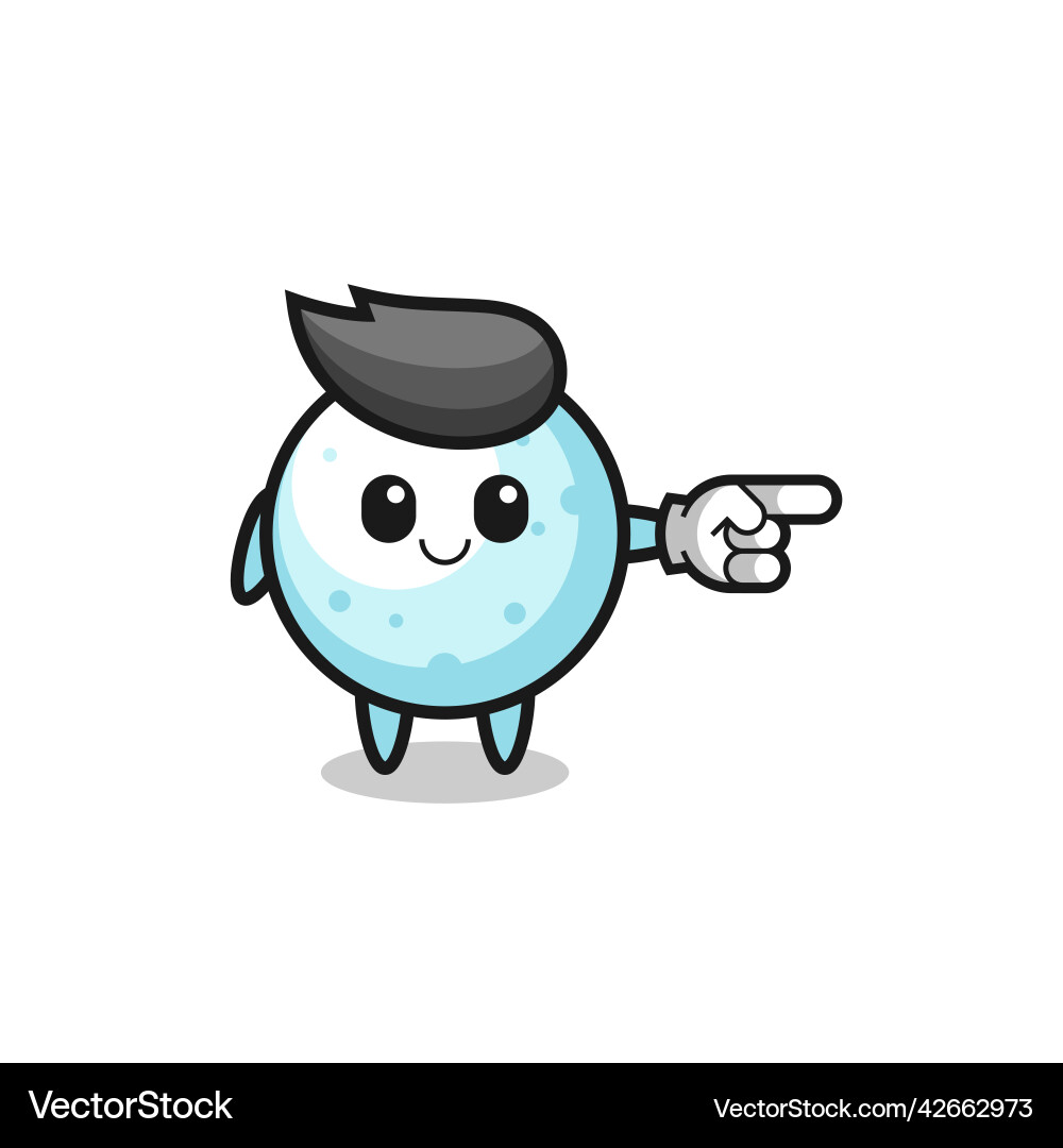 Snow ball mascot with pointing right gesture Vector Image