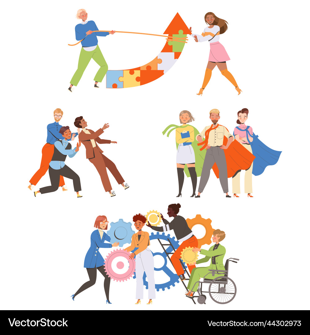 Teamwork with business people employee engaged Vector Image
