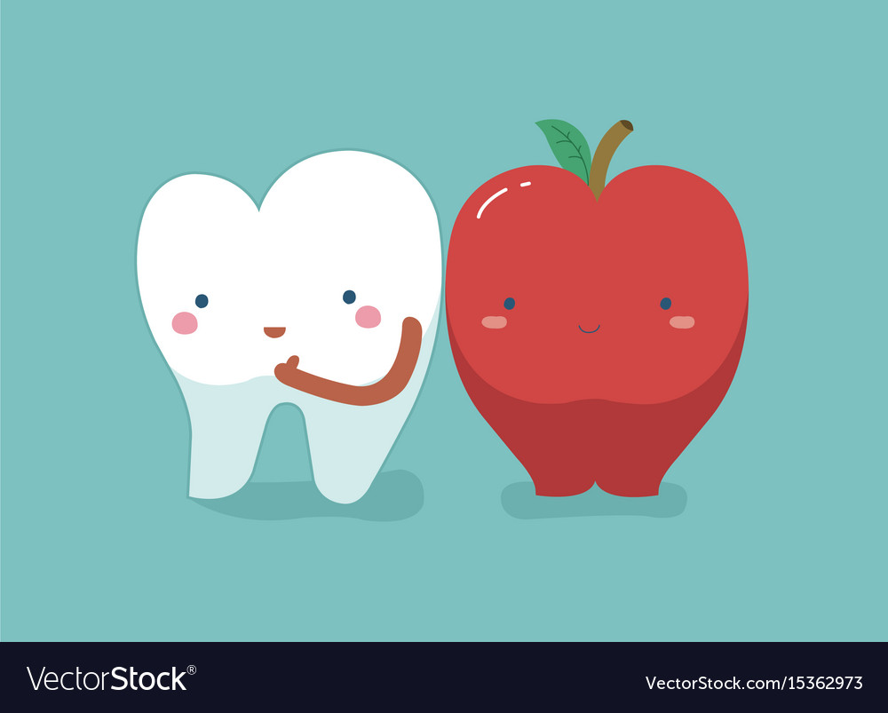 Tooth healthy and fresh apple teeth and tooth con Vector Image