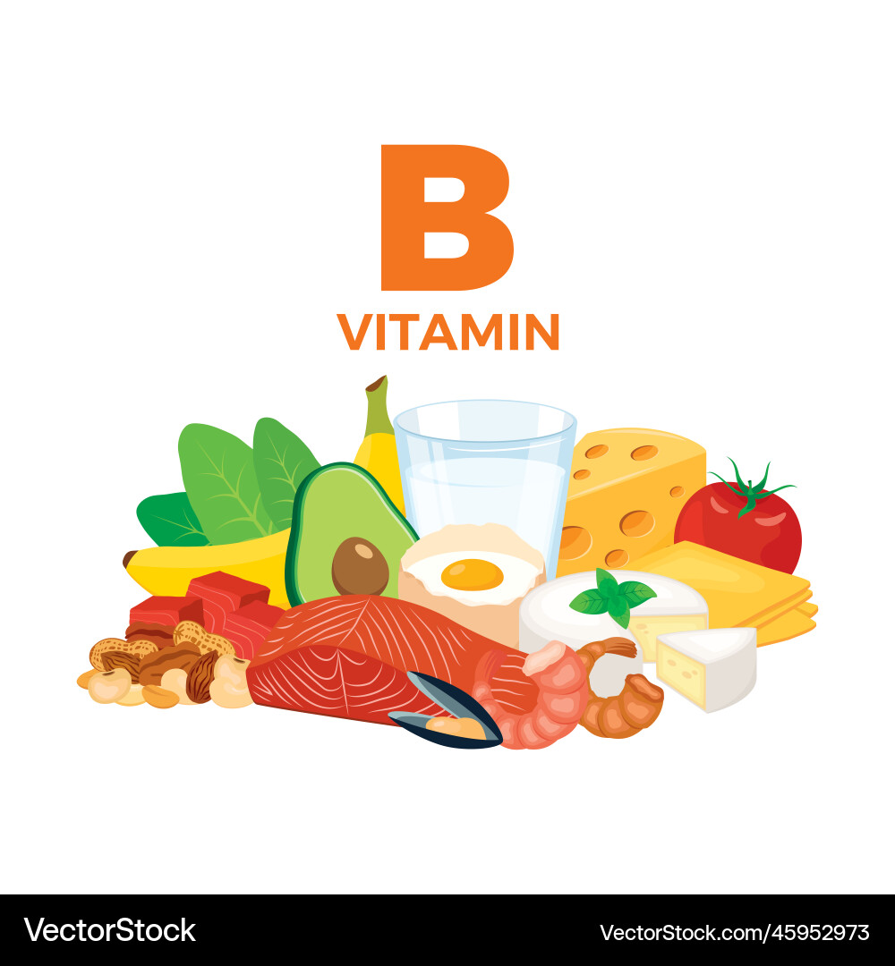 Vitamin b in food icon set Royalty Free Vector Image