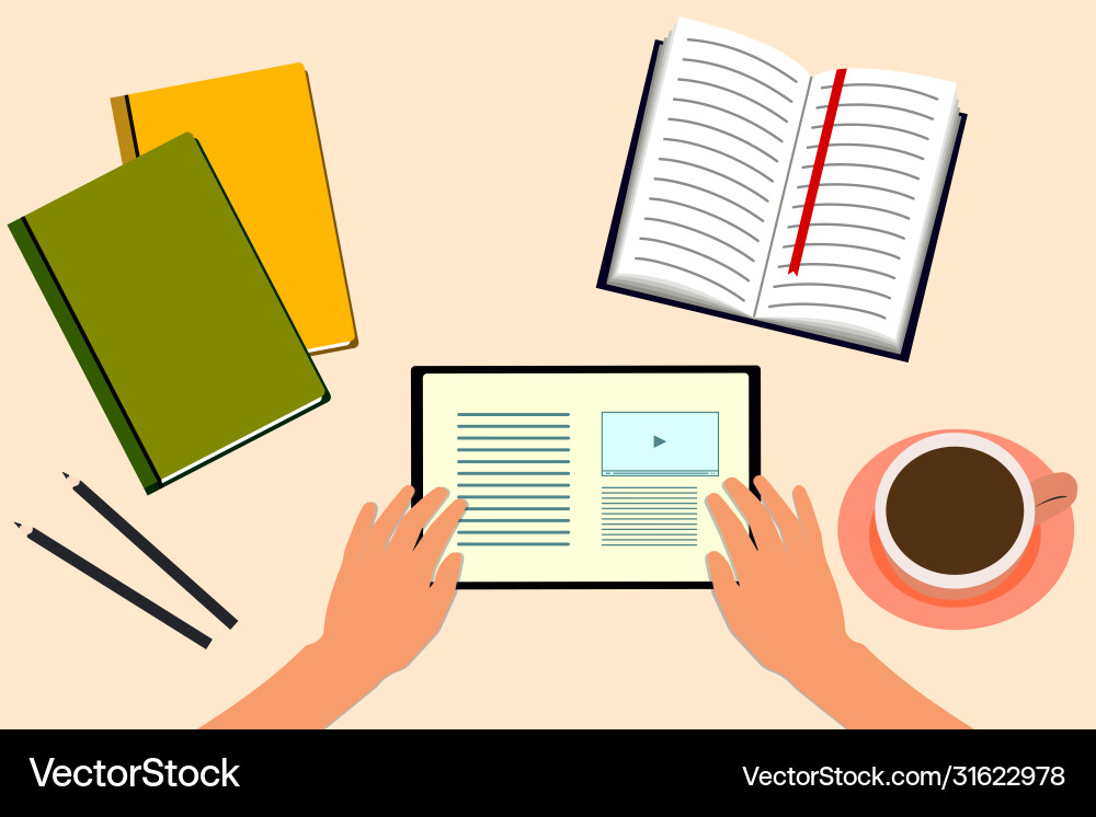 A student learns online at home the character Vector Image