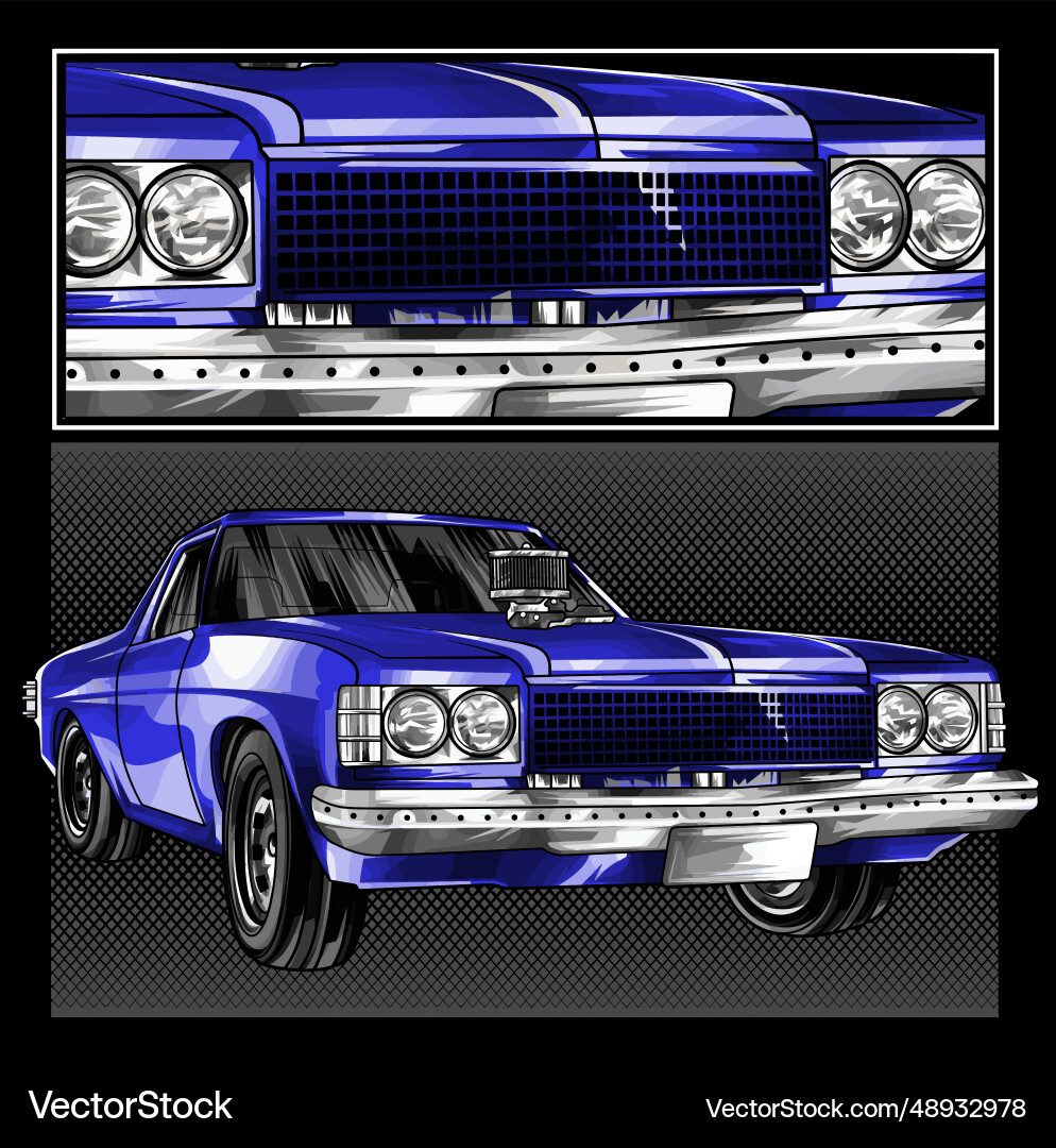 Blue drag racing car with grey strip Royalty Free Vector