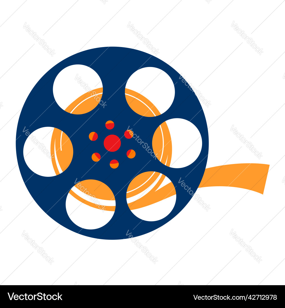 Bobbin with a film strip - flat design style Vector Image