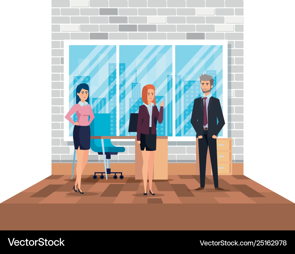 Business people in office scene Royalty Free Vector Image