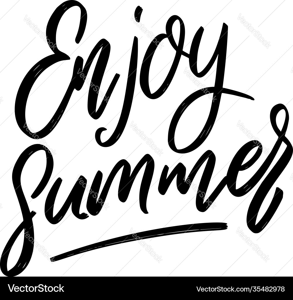 Enjoy summer lettering phrase on white background Vector Image