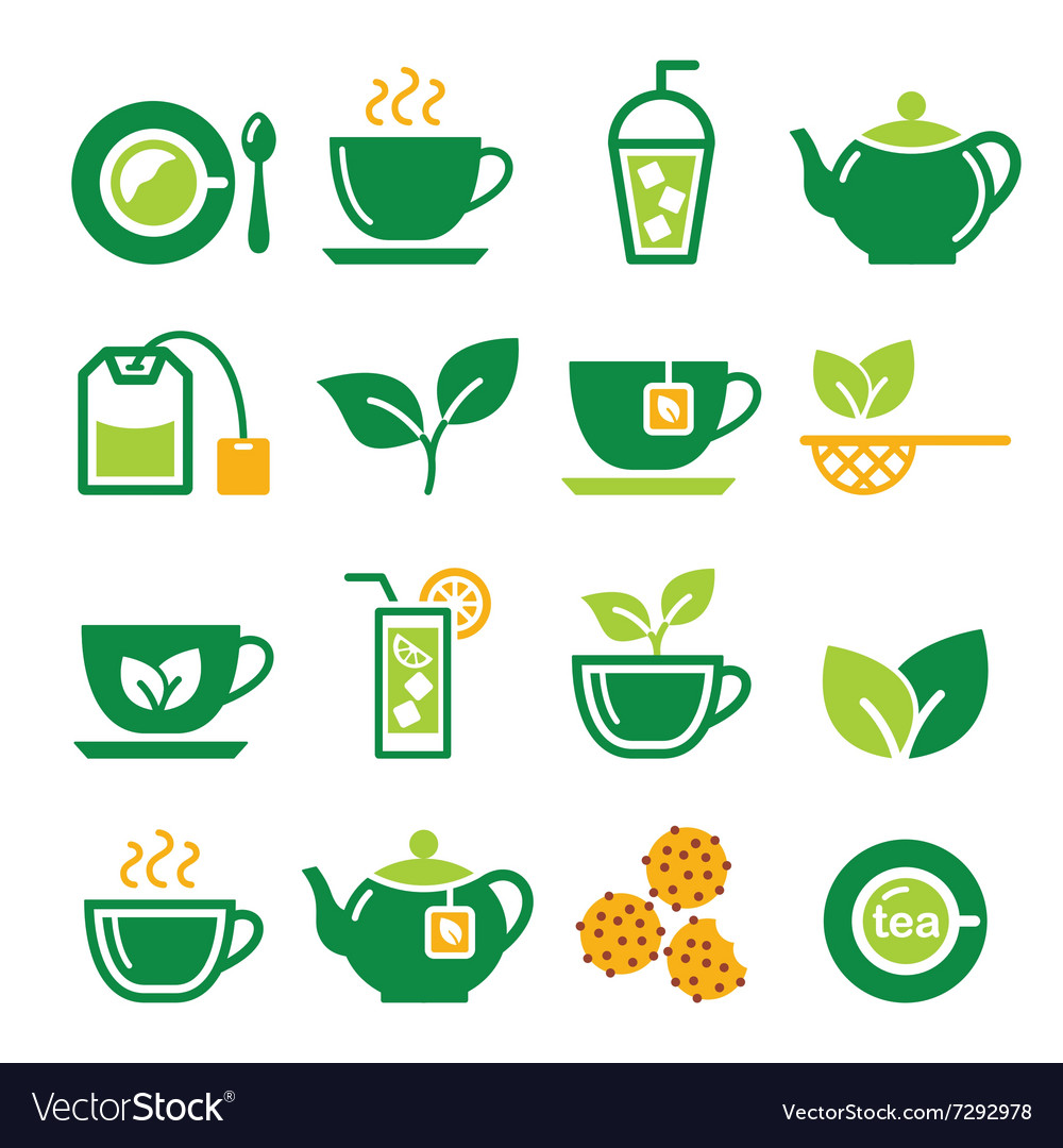 Green tea and ice tea icons set Royalty Free Vector Image Green tea and ice tea icons set Royalty Free Vector Image