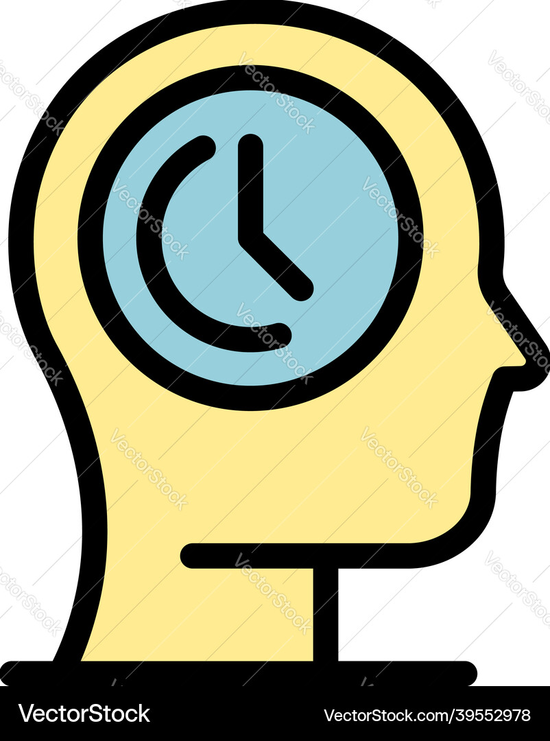 Head think time icon color outline Royalty Free Vector Image