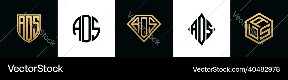 Initial letters ads logo designs bundle Royalty Free Vector