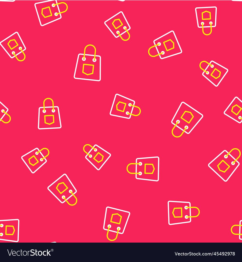 Line handbag icon isolated seamless pattern on red