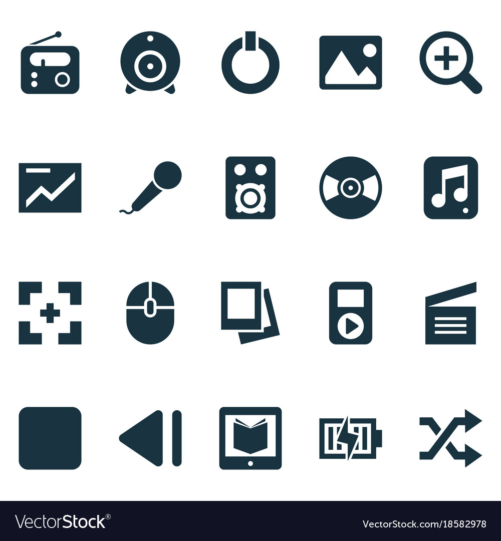 Multimedia icons set includes Royalty Free Vector Image