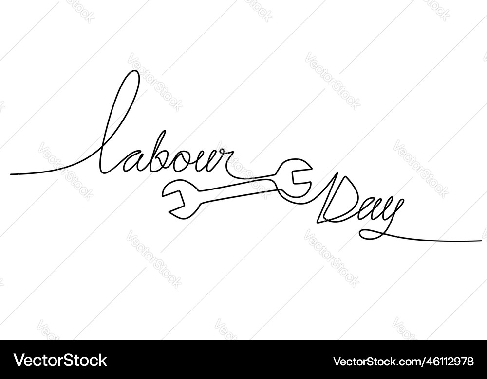 One continuous single line of wrench for labor Vector Image