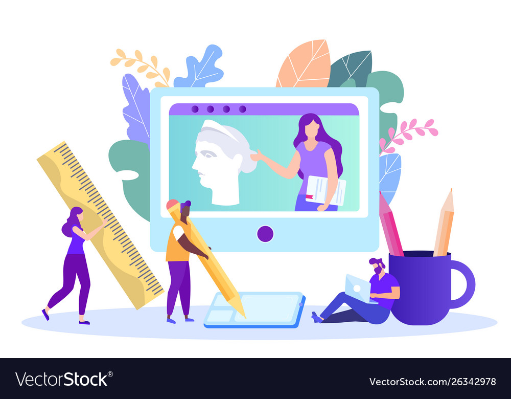 Online lesson on art and drawing e-learning Vector Image