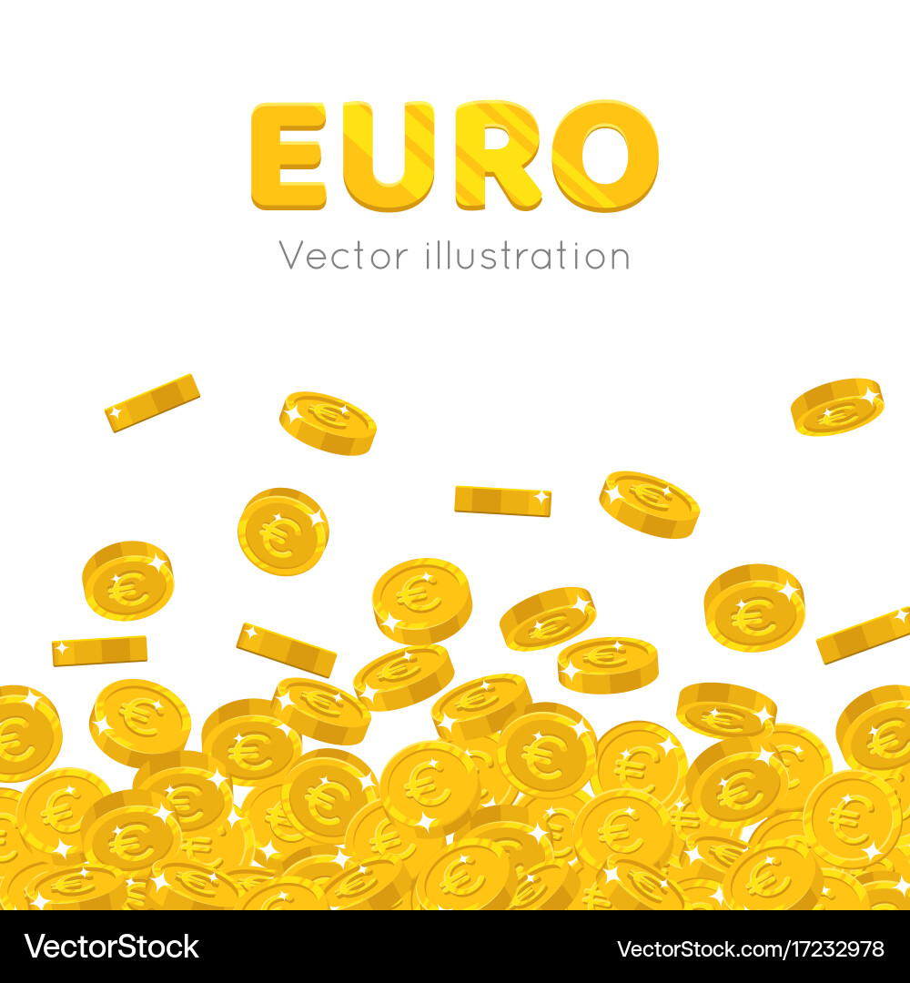 Rain gold euro cartoon frame Royalty Free Vector Image