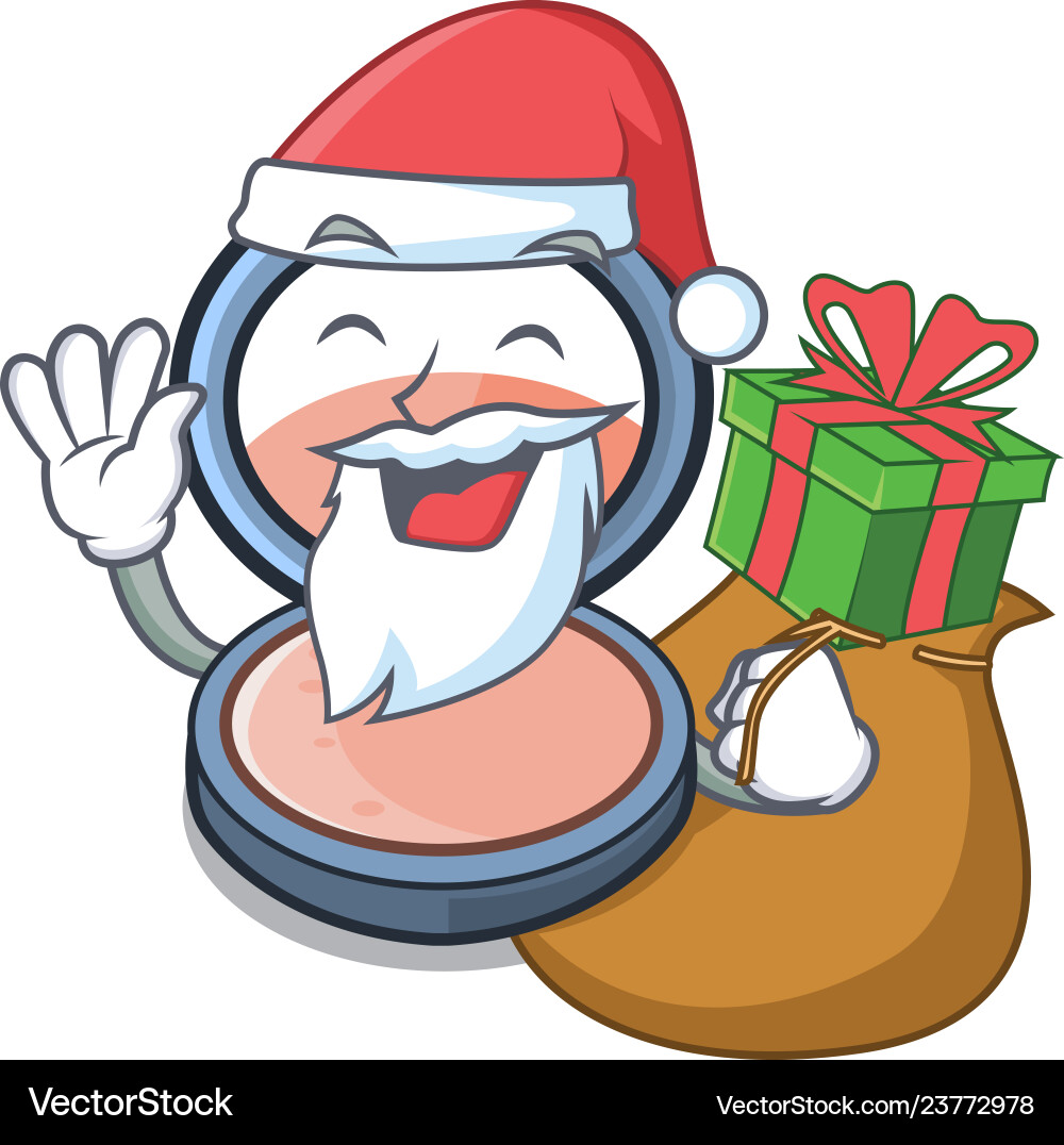 Santa with gift blush is isolated with the Vector Image