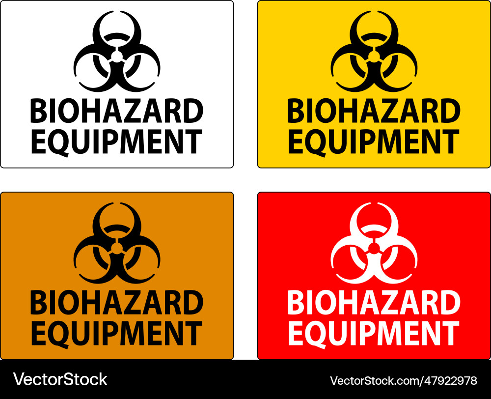 Warning label biohazard equipment sign Royalty Free Vector