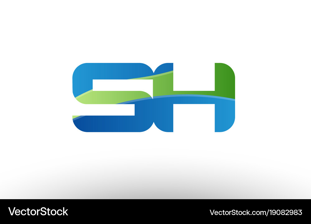 Blue green sh s h alphabet letter logo Royalty Free Vector