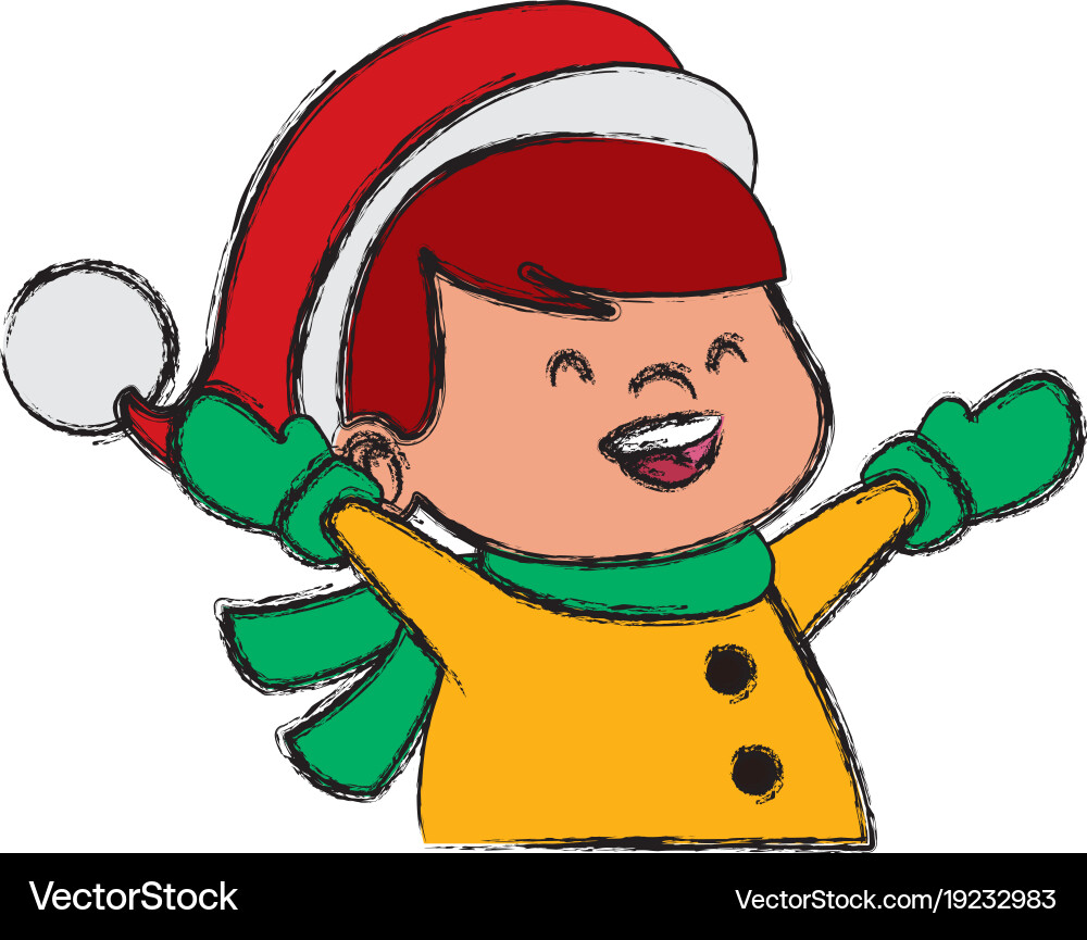 Cute boy christmas cartoon Royalty Free Vector Image