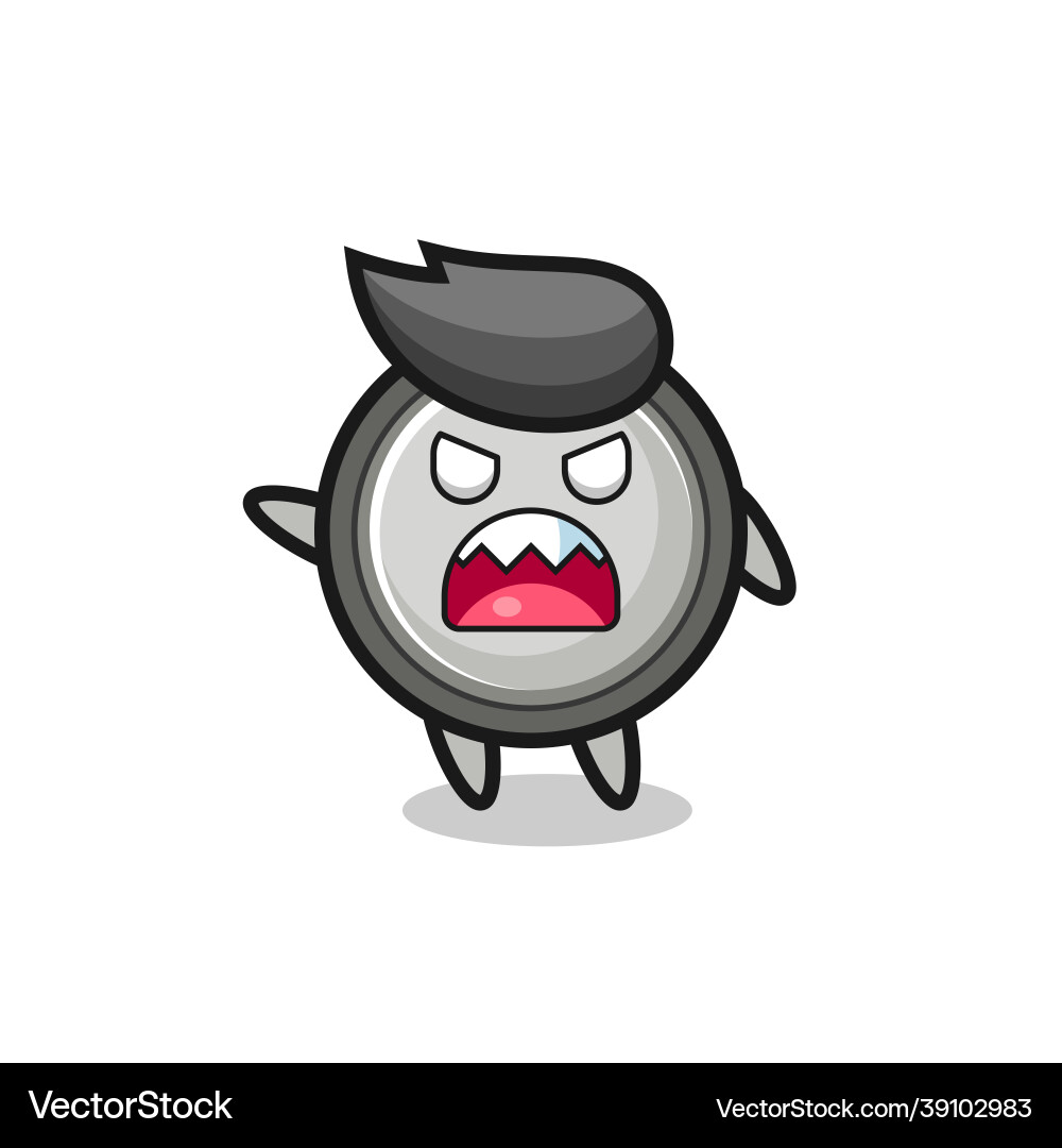 Cute button cell cartoon in a very angry pose Vector Image