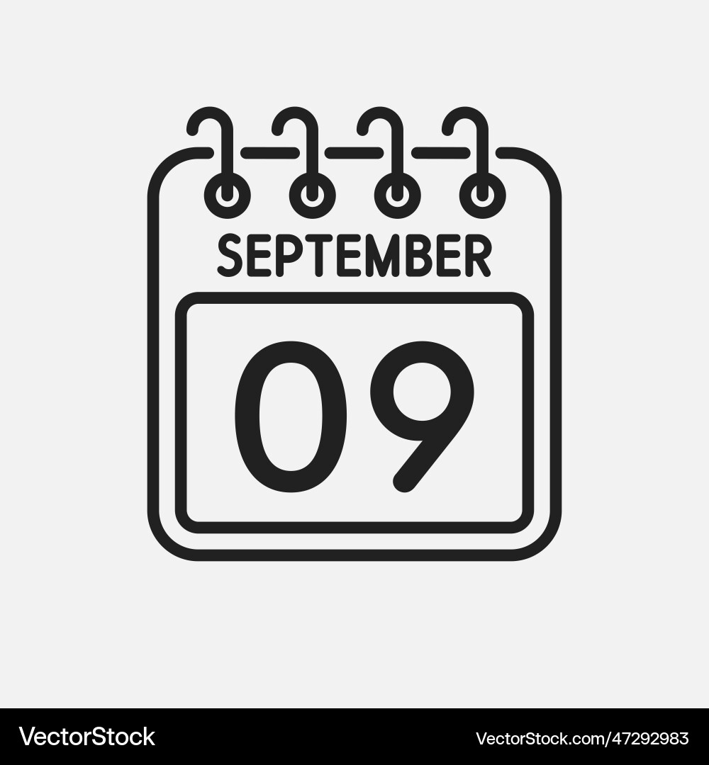 Icon page calendar day - 9 september Royalty Free Vector