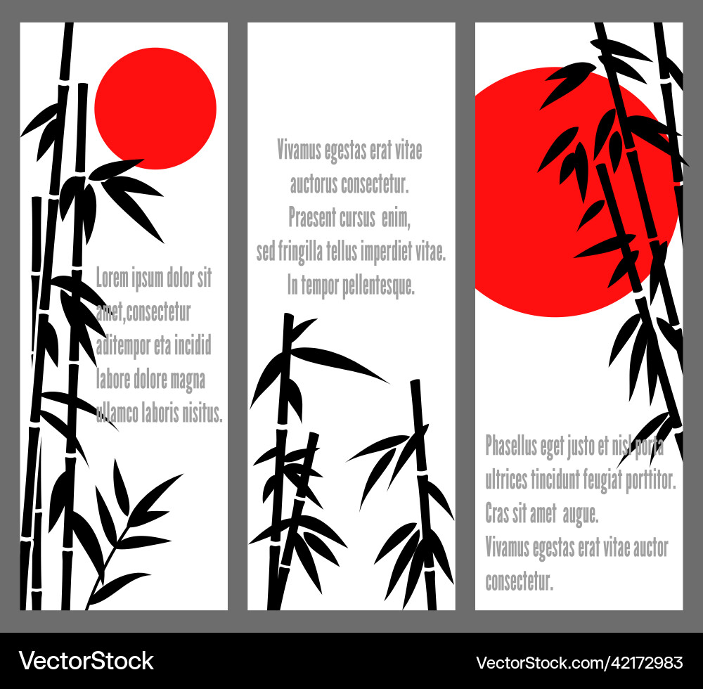 Japanese bamboo tree cards design or chinese Vector Image
