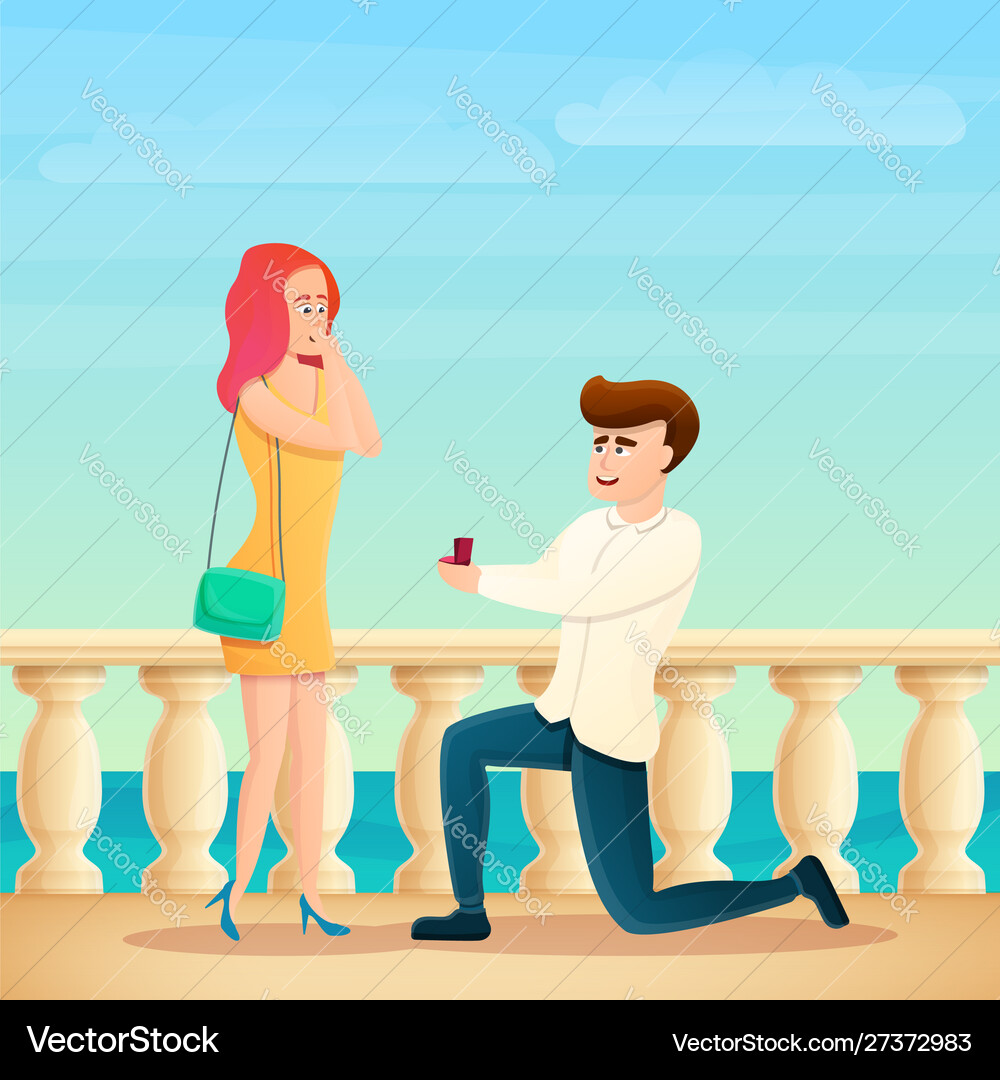 Proposal marriage concept banner cartoon style Vector Image