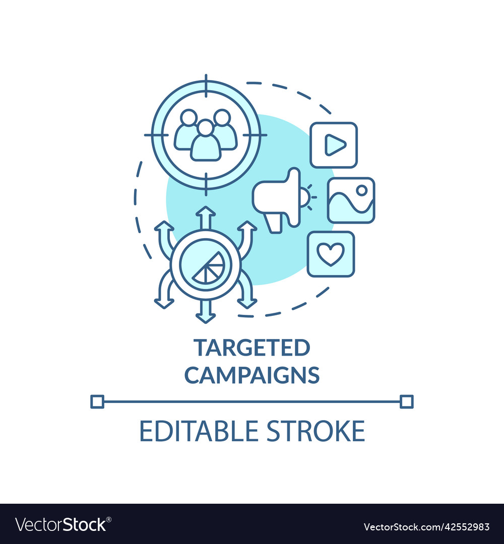 Targeted campaigns turquoise concept icon Vector Image Targeted campaigns turquoise concept icon Vector Image