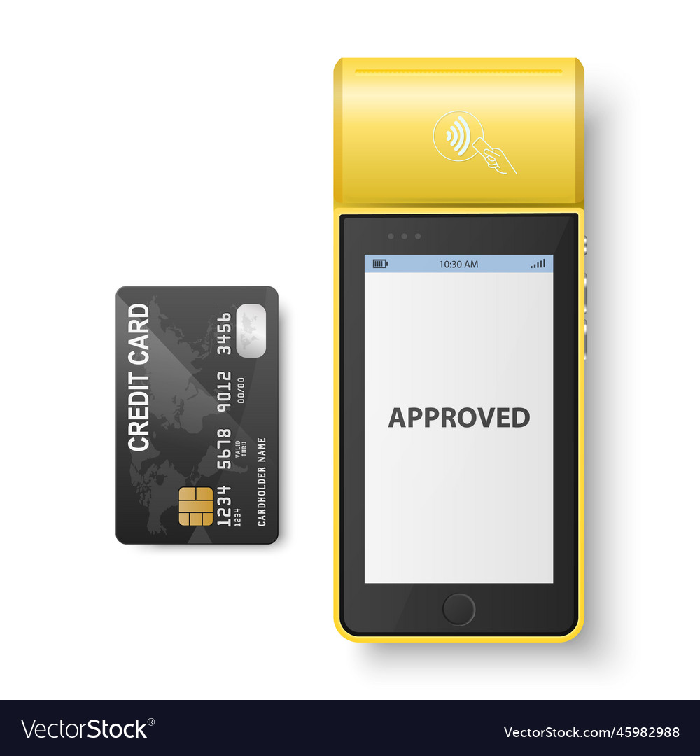 3d yellow nfc payment machine approved Royalty Free Vector