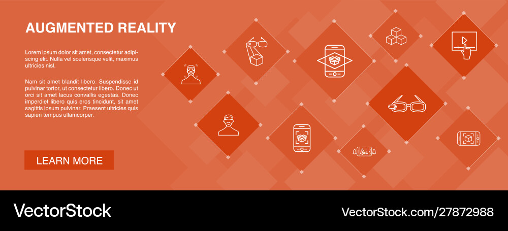 Augmented reality banner 10 icons conceptfacial Vector Image