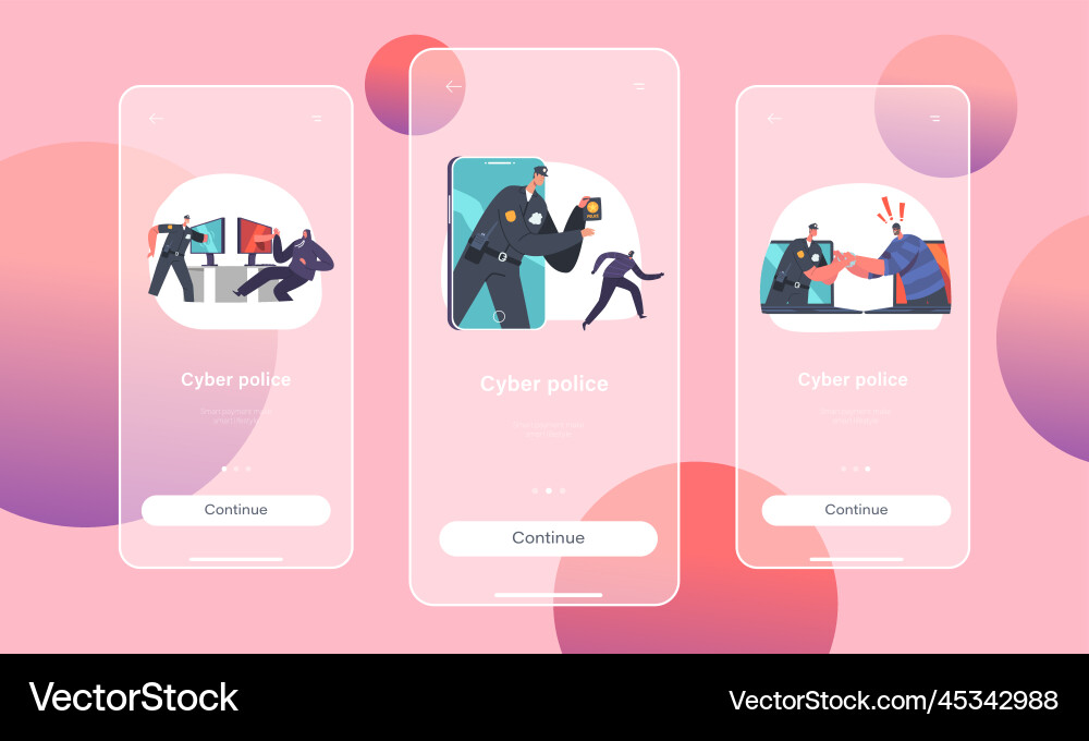 Cyber police mobile app page onboard screen Vector Image