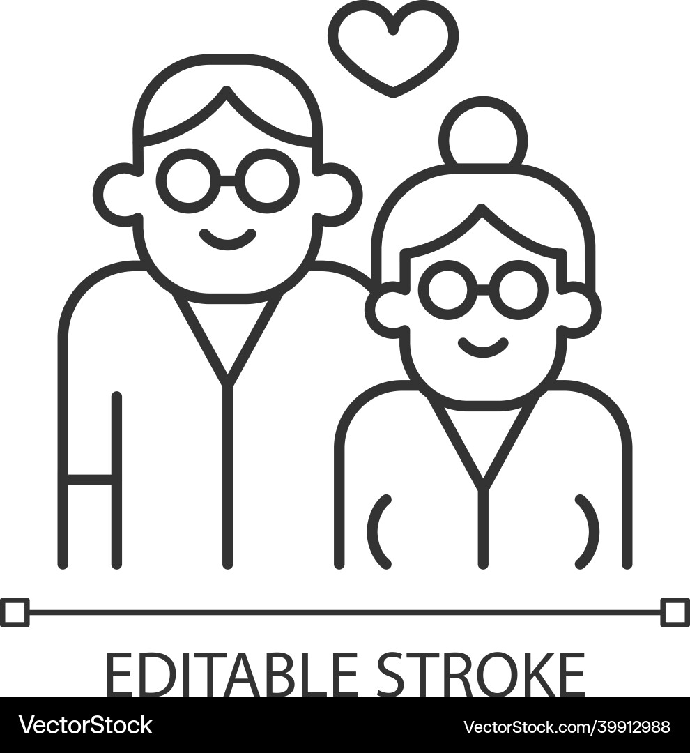 Elderly couple in love linear icon Royalty Free Vector Image
