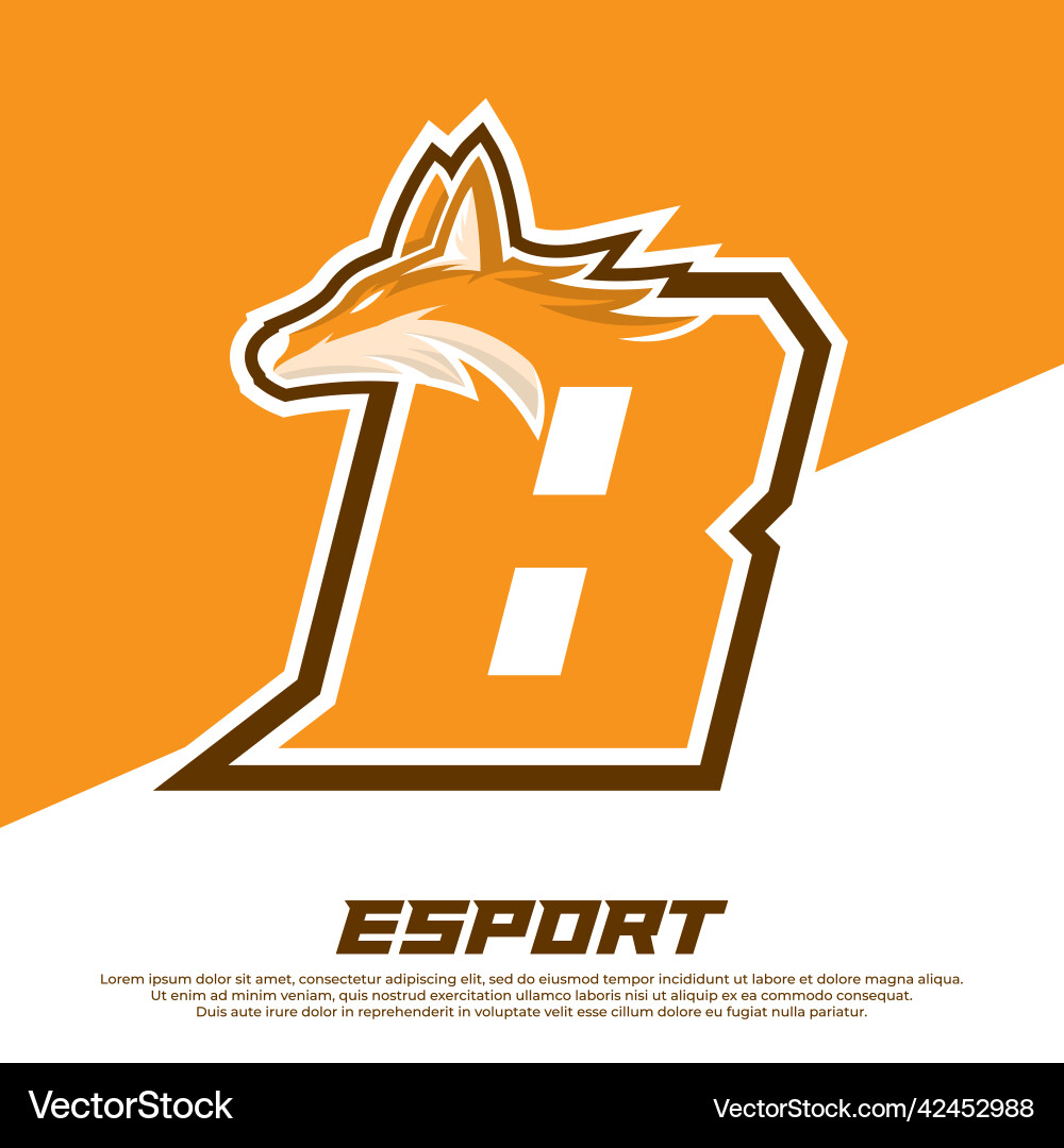 Initial b letter logo design wolves mascot esport Vector Image
