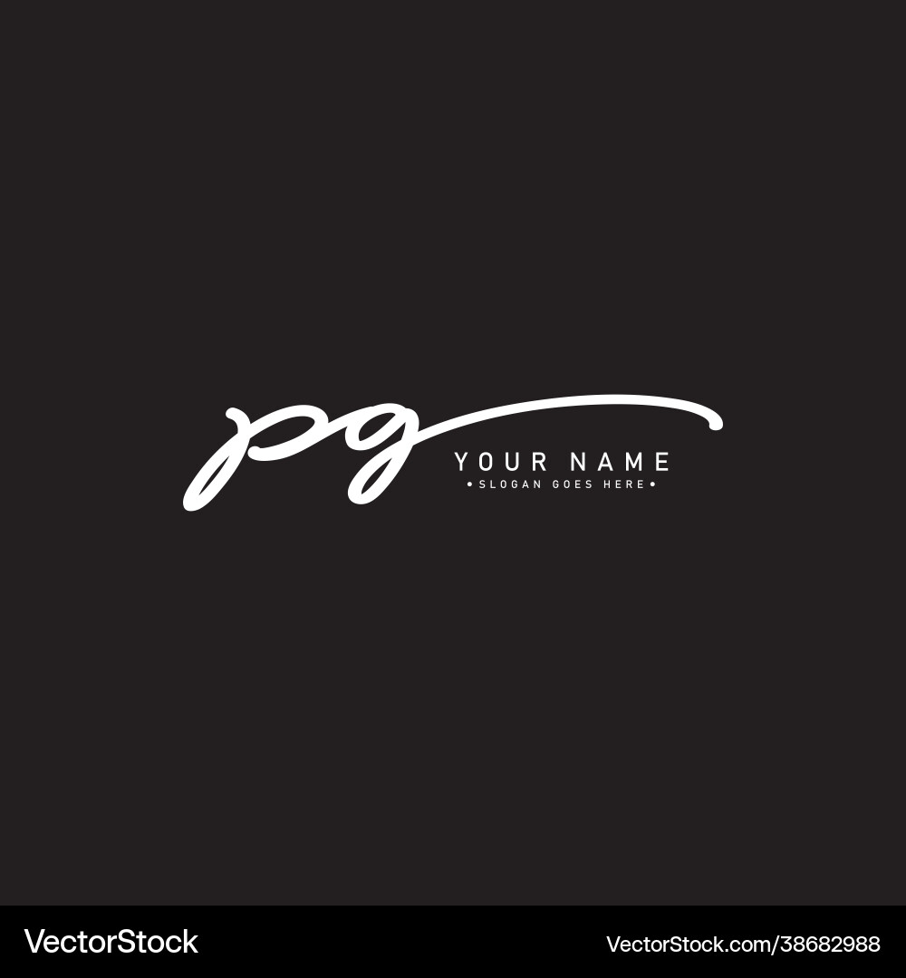 Initial letter pg logo - handwritten signature Vector Image