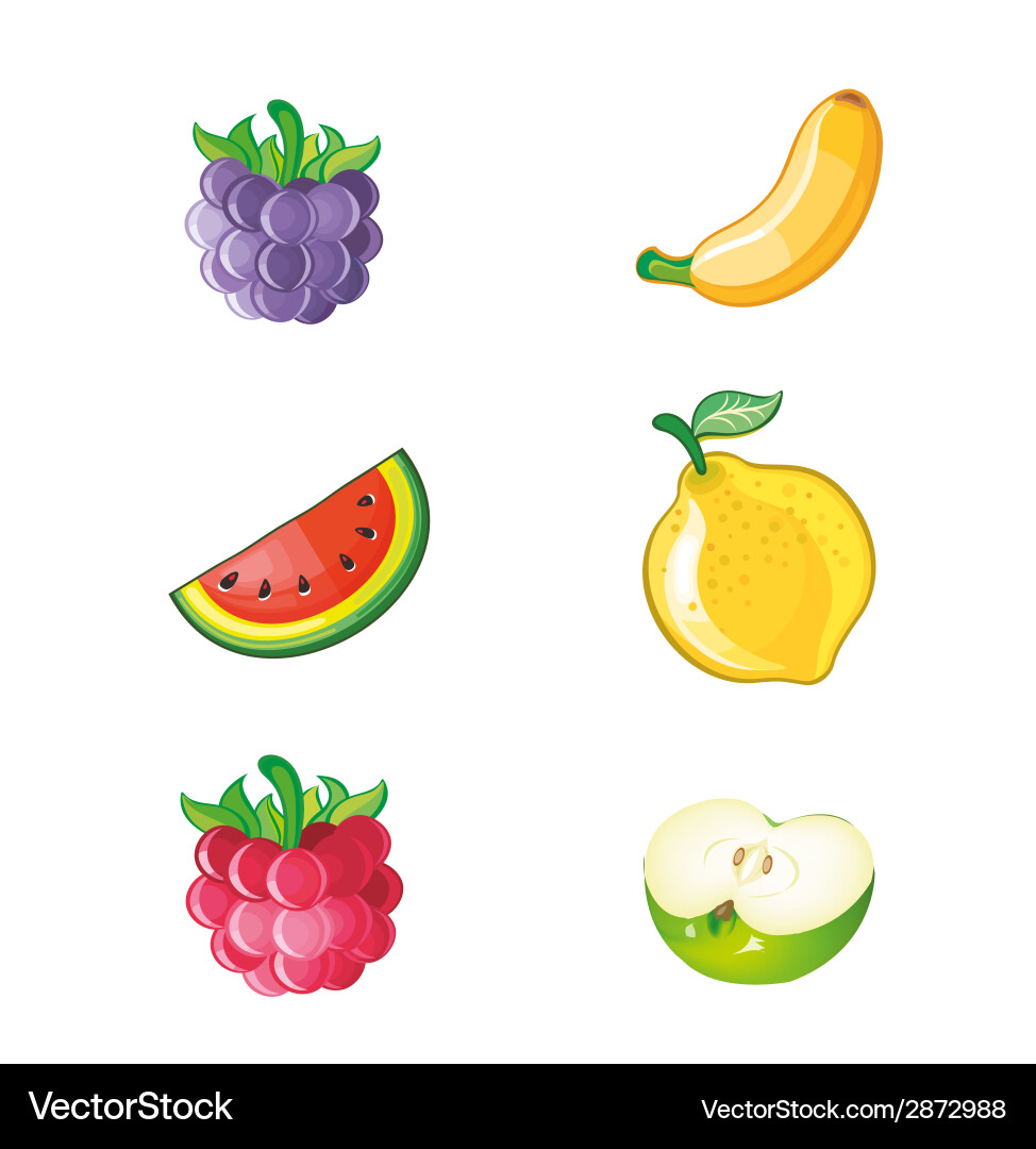 Set of fresh fruits Royalty Free Vector Image - VectorStock