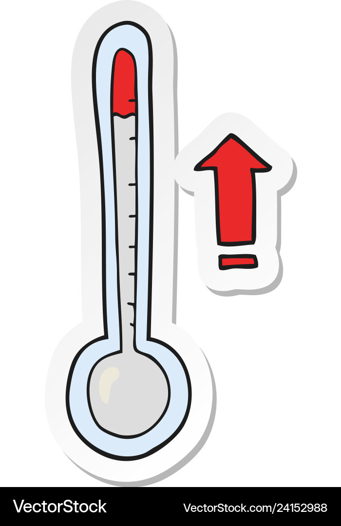 Sticker a cartoon rising temperature Royalty Free Vector