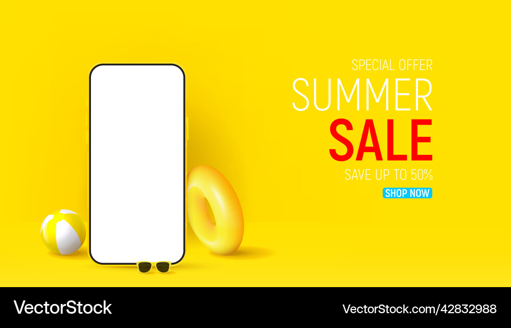 Summer sale ad banner template Royalty Free Vector Image