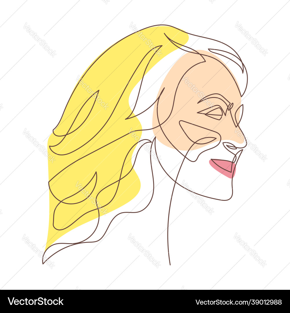 Women face in minimal monoline Royalty Free Vector Image