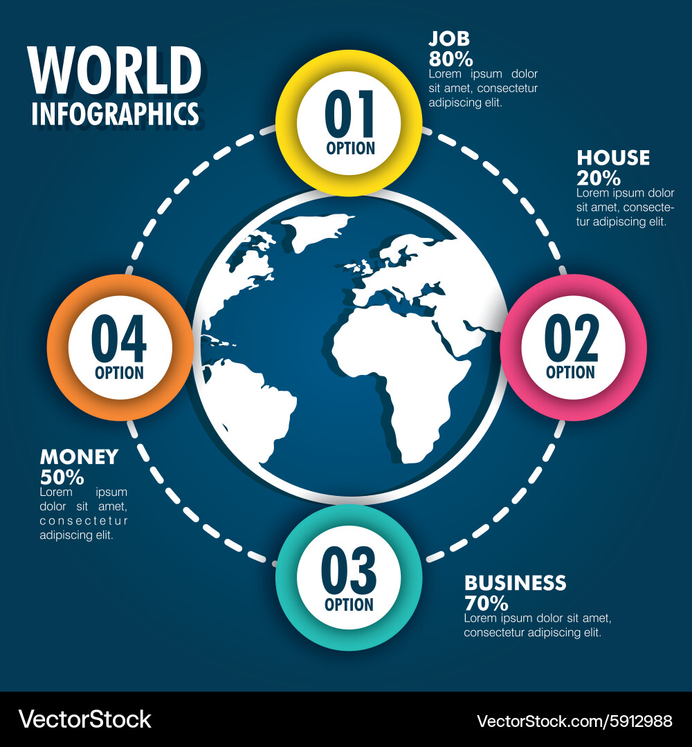 World infographic design Royalty Free Vector Image