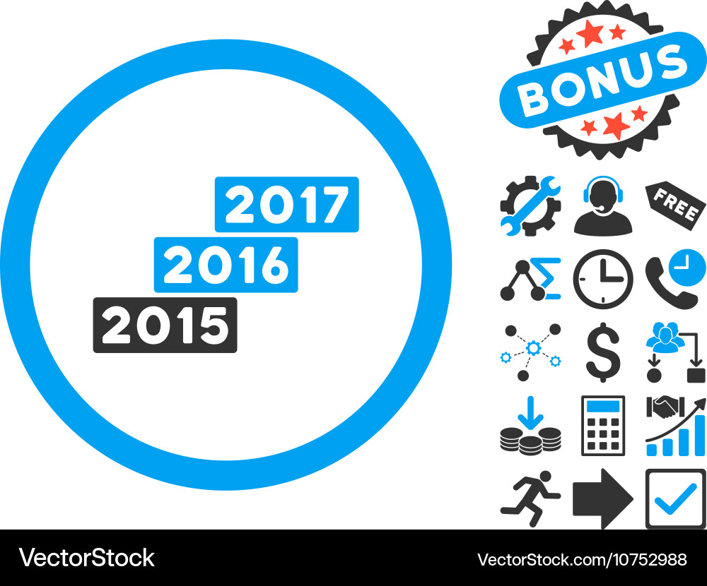 Years stairs flat icon with bonus Royalty Free Vector Image