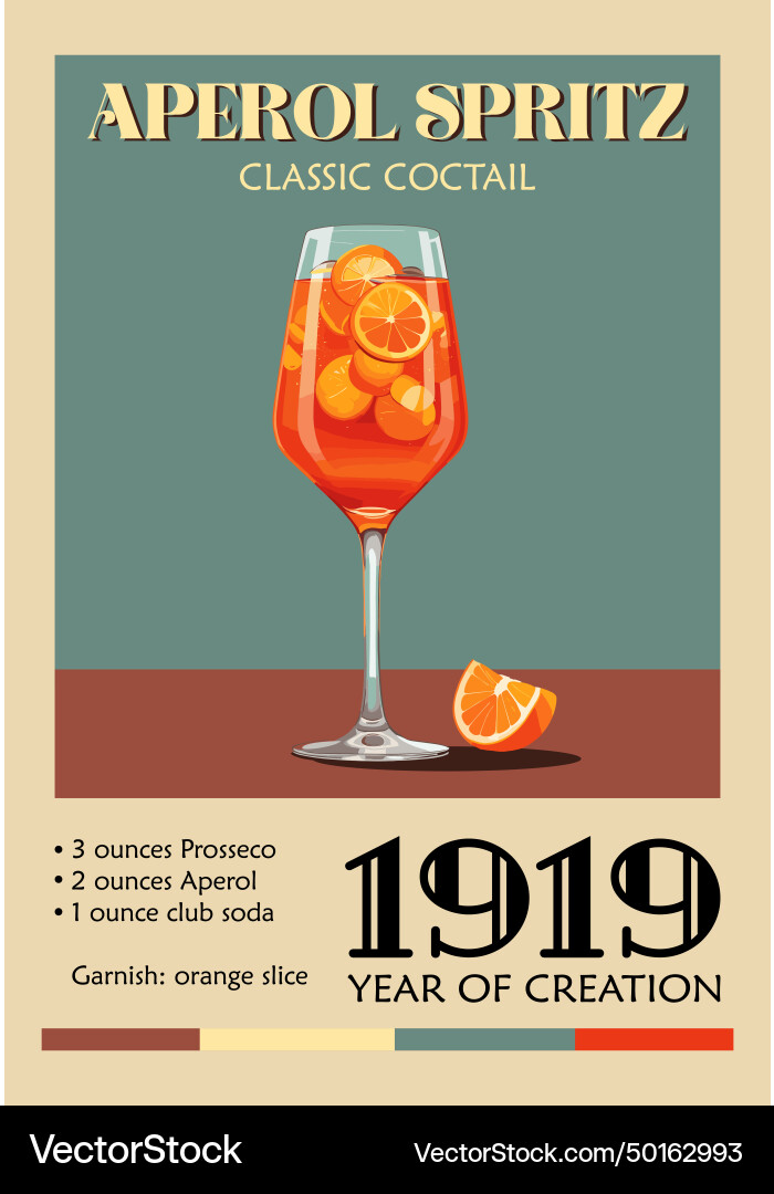 Aperol spritz cocktail retro poster art Royalty Free Vector