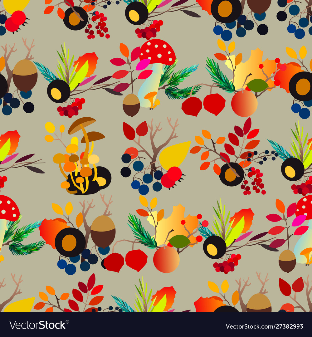 Autumn seamless pattern with berries Royalty Free Vector
