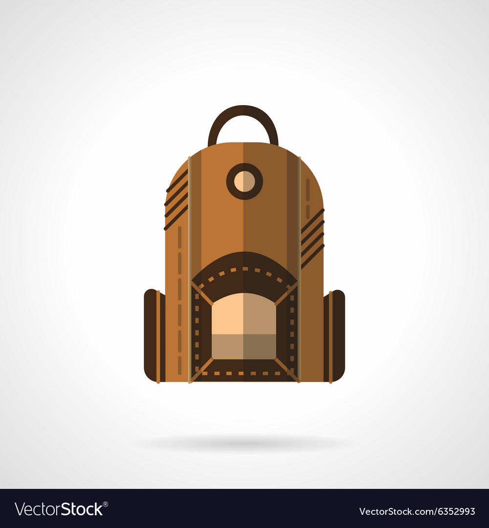 Brown backpack flat icon Royalty Free Vector Image