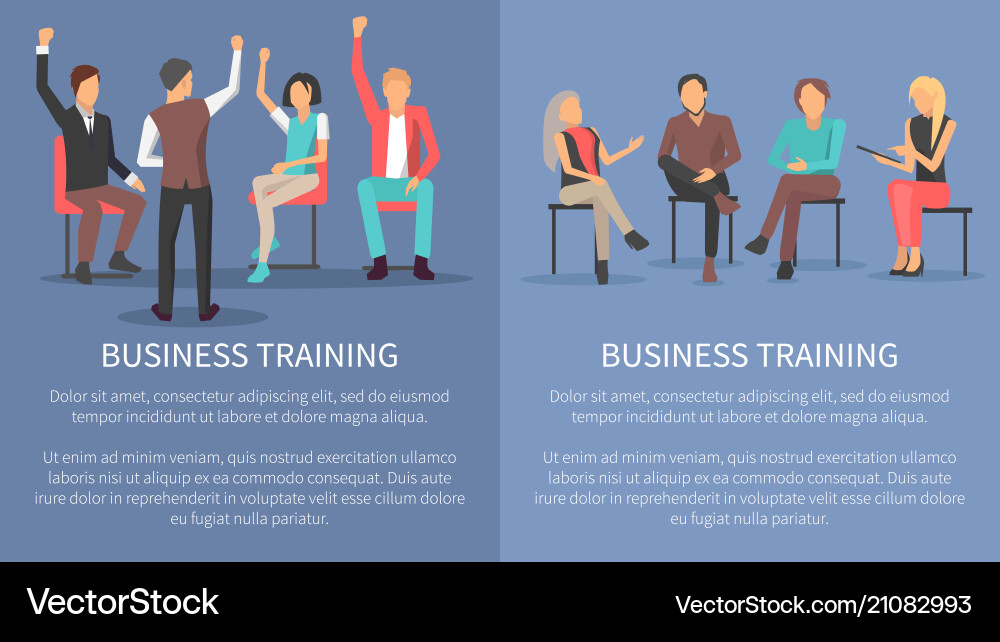 Business training set posters meeting conference Vector Image